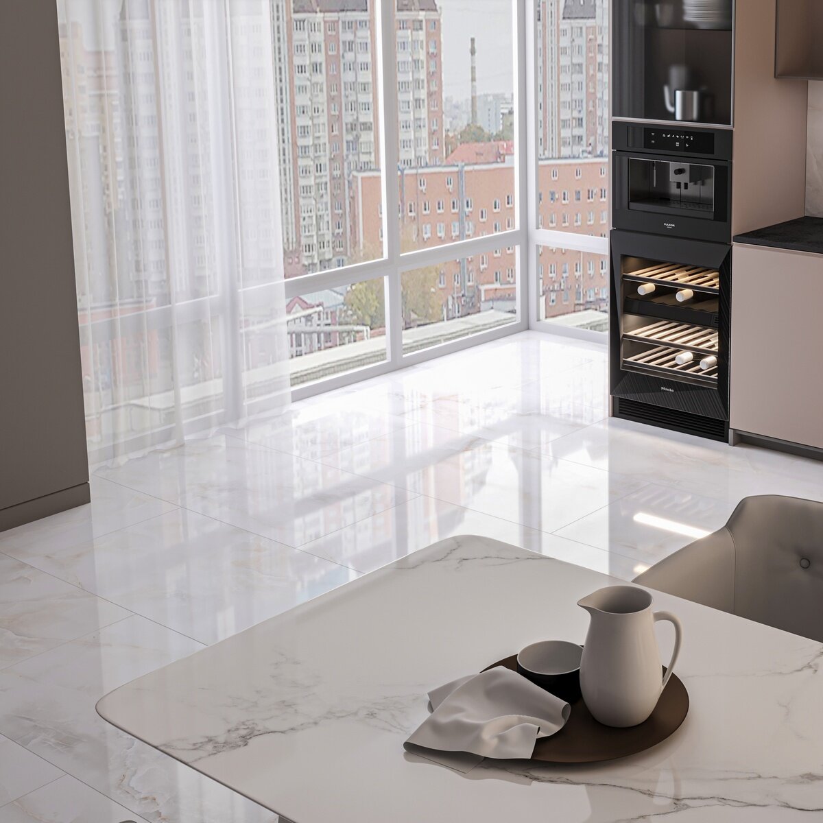 Керамогранит Neodom Onix Bianco Polished 60x120 CV20306 мрамор Глазурованная, Износостойкая, Морозостойкая, морозостойкая