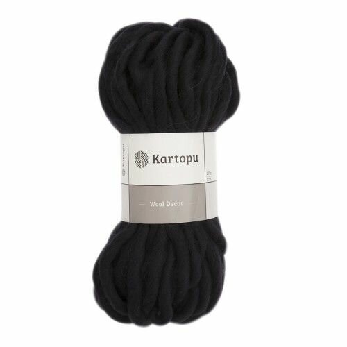 Пряжа для вязания Kartopu Wool decor 940 черный 200 гр/30 м 100% шерсть супервош
