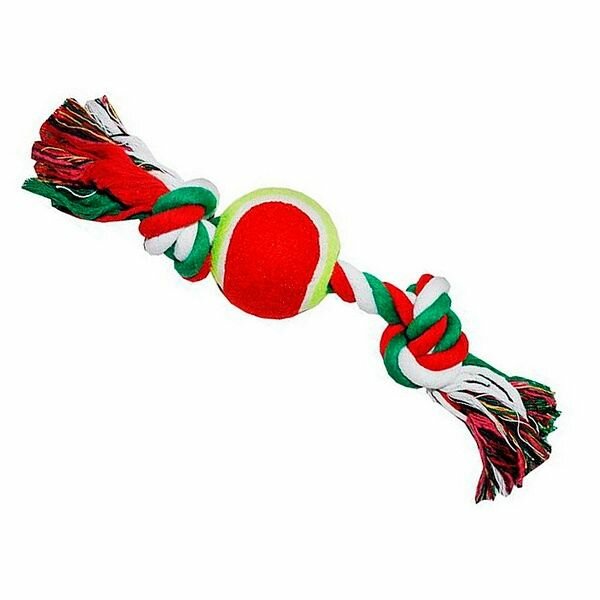 Игрушка-грейфер для собак N1 с 2 узлами и теннисным мячом, 28 см