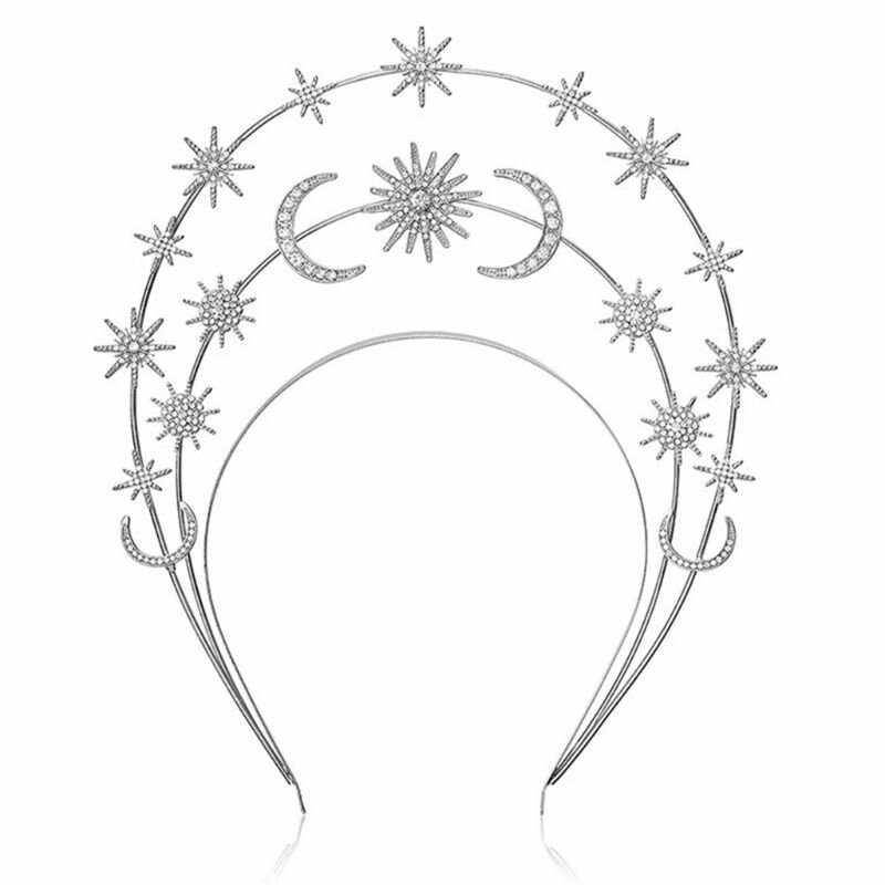 Диадема-ободок с ореолом и звёздой для женщин — металлический ободок или серьги для свадьбы и девичника, косплея
