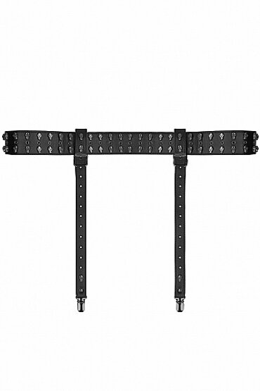 Ouch! Skulls and Bones Garter Belt with Skulls, черный Пояс для чулок с металлическими заклепками