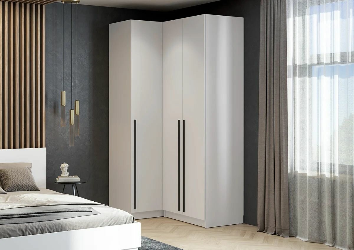 Модульный угловой шкаф Берген ШКУ-920 + ШК-800 белое дерево (Интерьер-Центр)