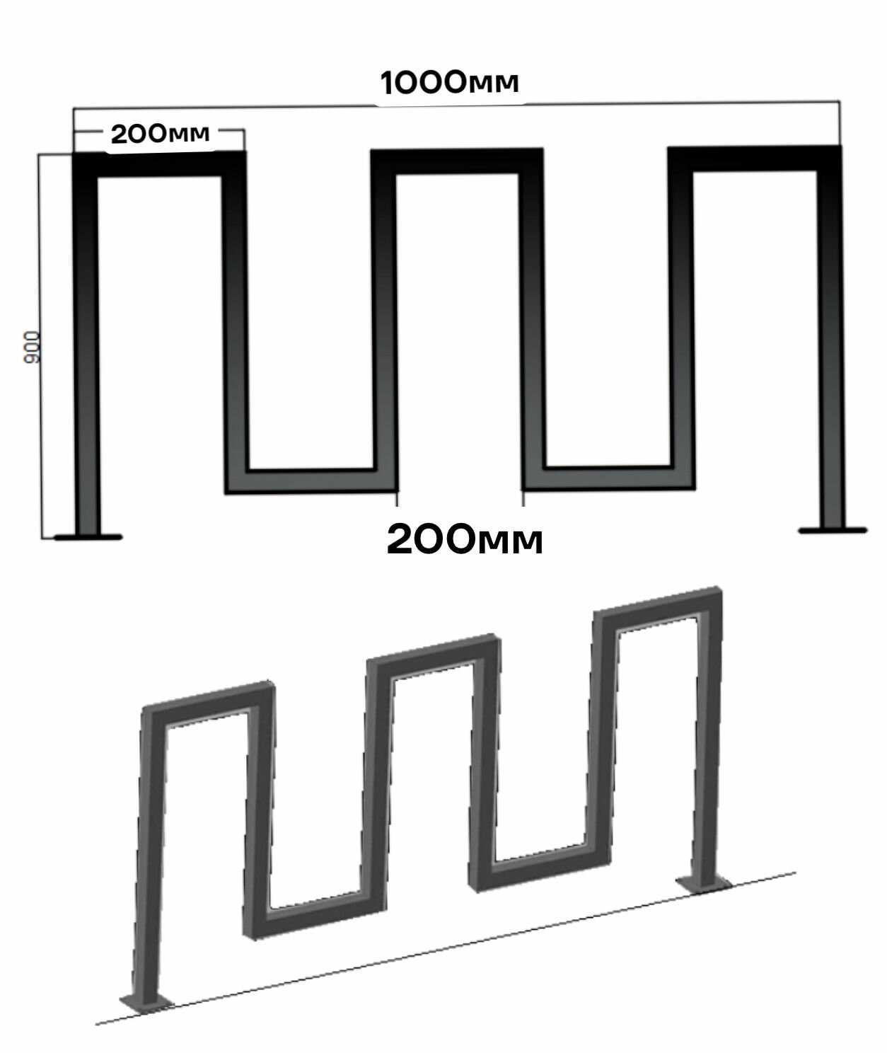 Велопарковка уличная 1000х900мм металлическая