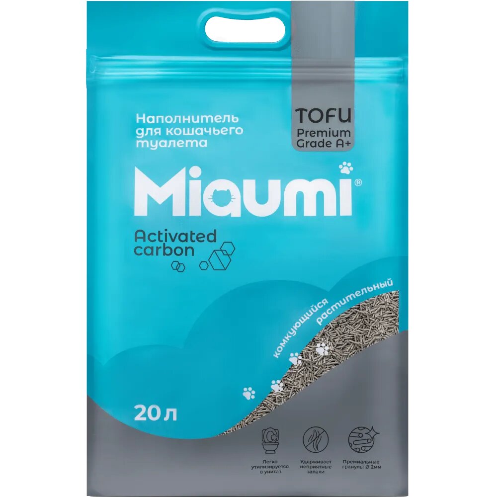 Miaumi Тофу комкующийся наполнитель для кошек с активированным углем, 20л