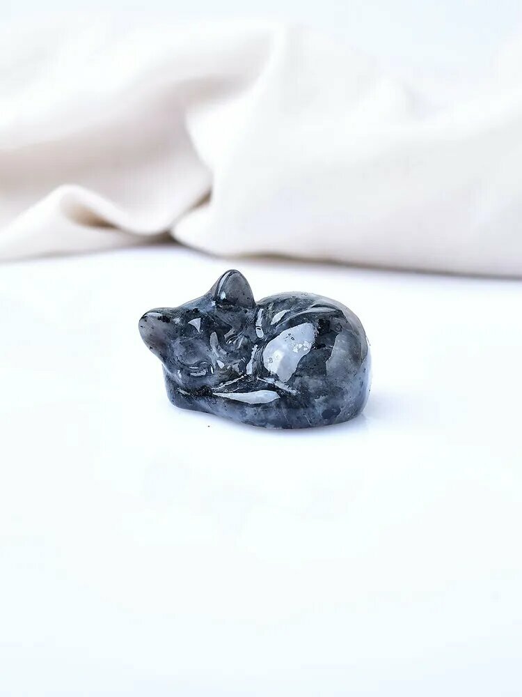 Статуэтка сонного кота из натурального камня флэш стоун" (1шт)