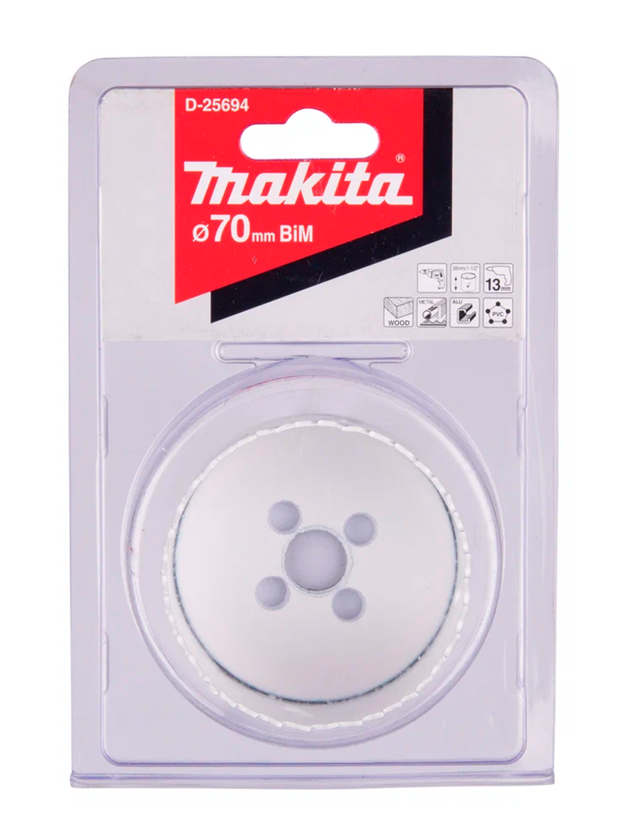 Коронка Makita D-25694 BI-M, биметаллическая, для разных материалов, 70мм