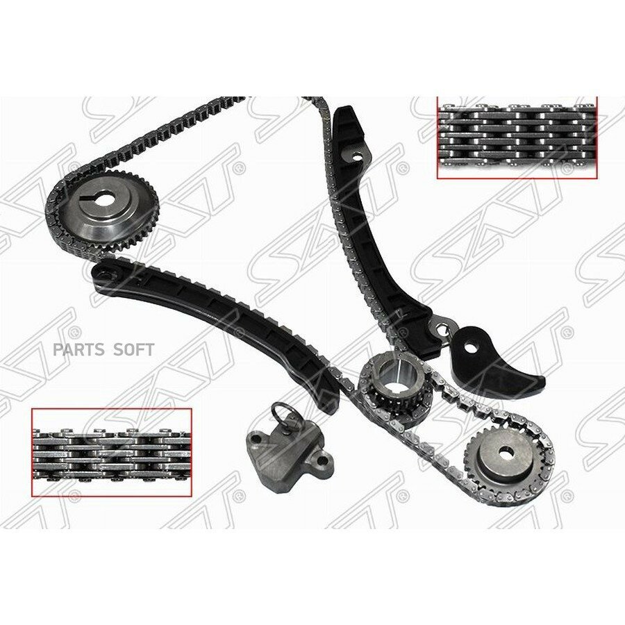 Комплект замены цепи ГРМ NISSAN HR15/16/20DE NOTE/QASHQAI/TIIDA 04- от официального дистрибьютора, SAT, артикул TKNS250A