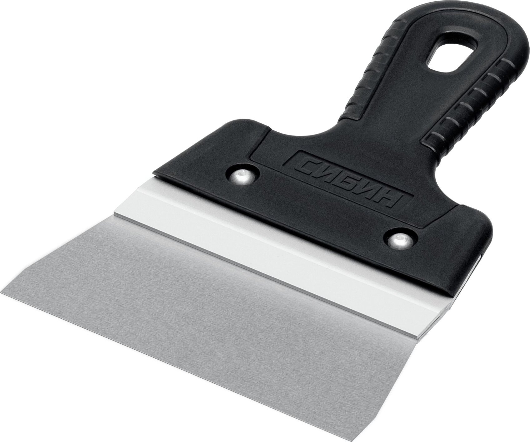 Усиленный фасадный нержавеющий шпатель с алюминиевой направляющей СИБИН 10083-15