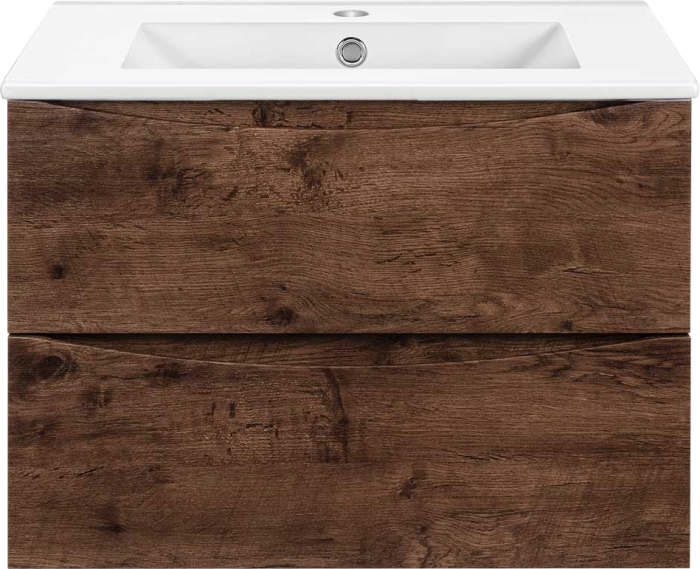 Тумба под раковину Vincea Mia Slim 60, подвесная, 2 ящика, темное дерево