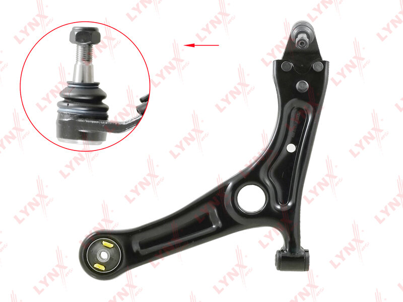 Рычаг подвески нижний L / Перед. подв. LYNXauto B5217L. Для: Chery, Чери, Tiggo(Тиго) 8 / 8 Pro19> EXEED(Эксид) LX 20>. Резьба 1 - MM14x1,5. Размер ко