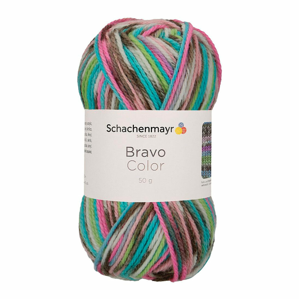 Bravo Color /Браво Колор/ пряжа Schachenmayr Originals, MEZ, 9801421 (02083, mineral jacquard (минерал жаккард), белый/голубой/розовый/салатовый/бежевый)