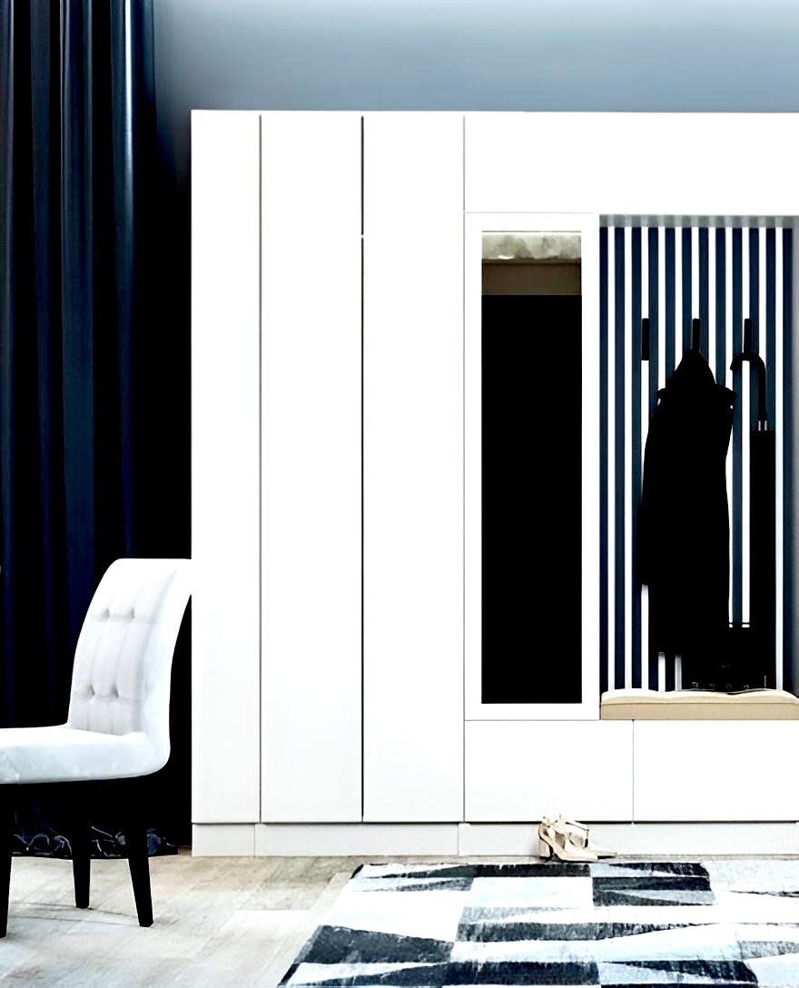 Прихожая Руэлла 1.8 метра с торцевым завершение. ЛДСП Белый древесный