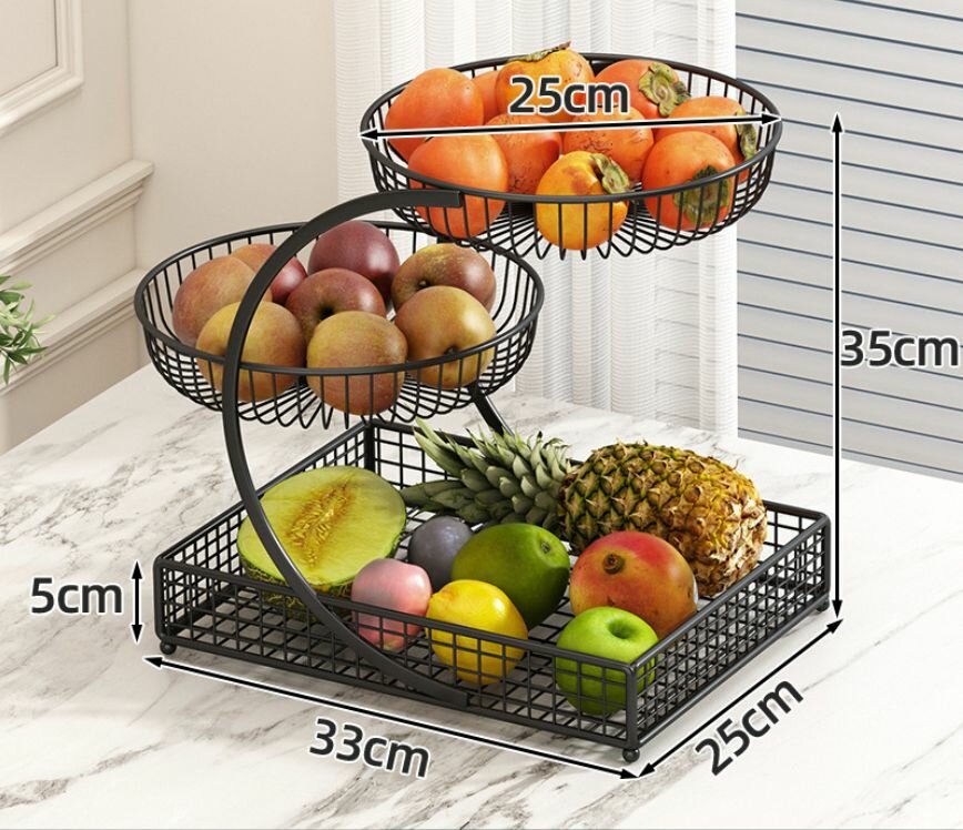 Трехъярусная фруктовница Феерия стильная подставка для фруктов, конфет и десертов, украшение стола и интерьера