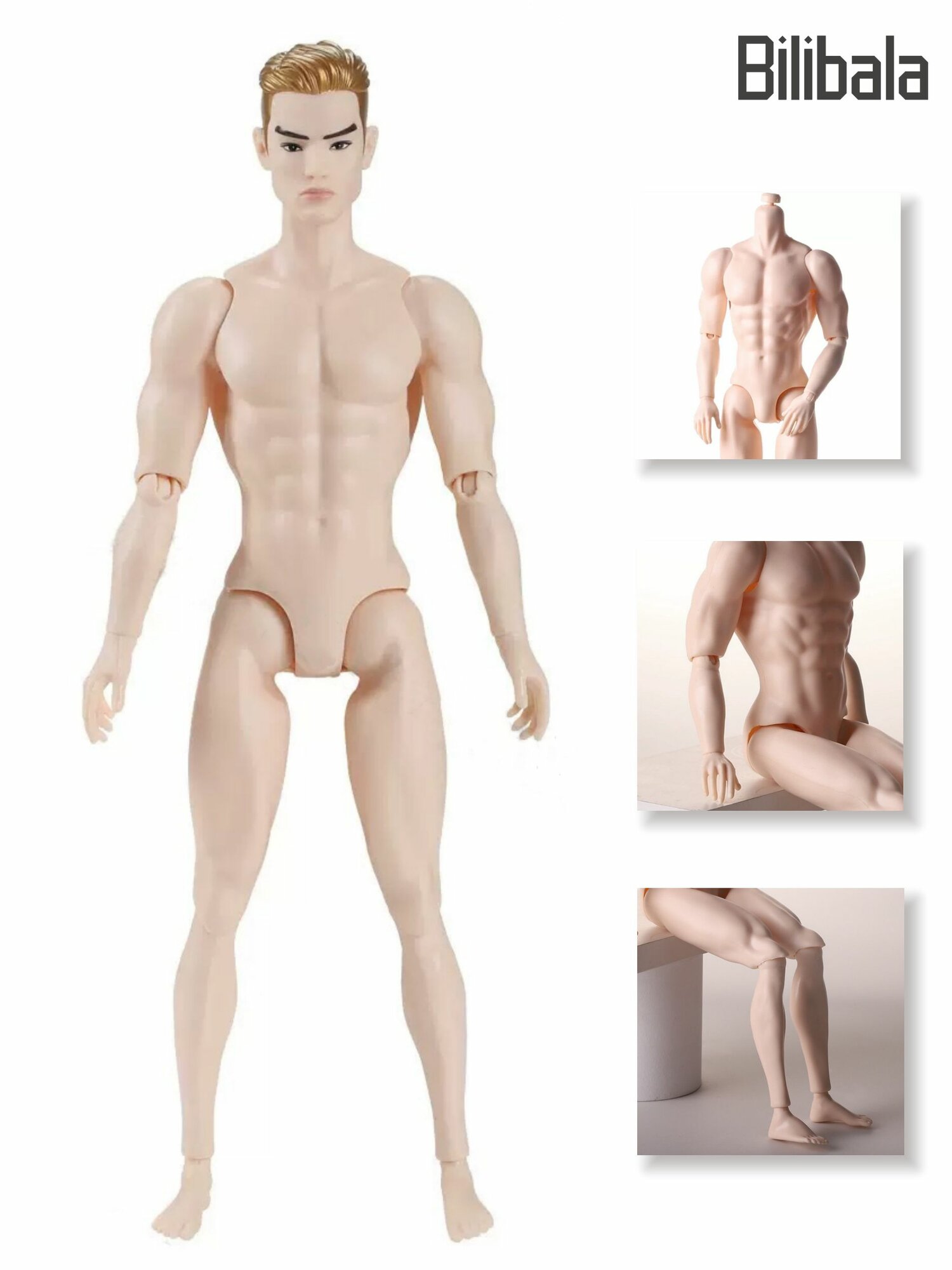 12-дюймовая кукла-мускулистый мальчик с обнаженным телом / 34cm / Белая кожа