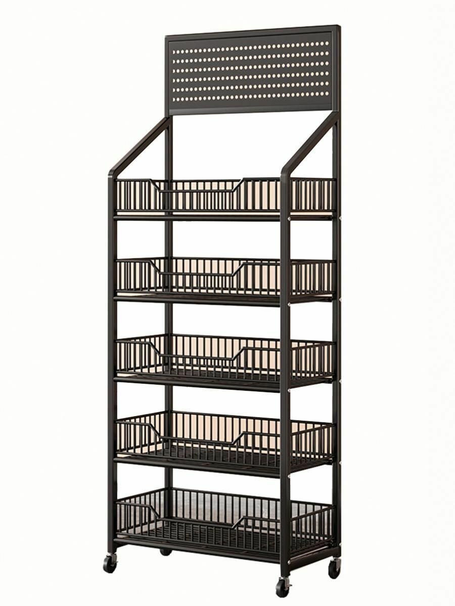 Стеллаж торговый с корзинами, Металлическая полка для магазина, 50x27x165см