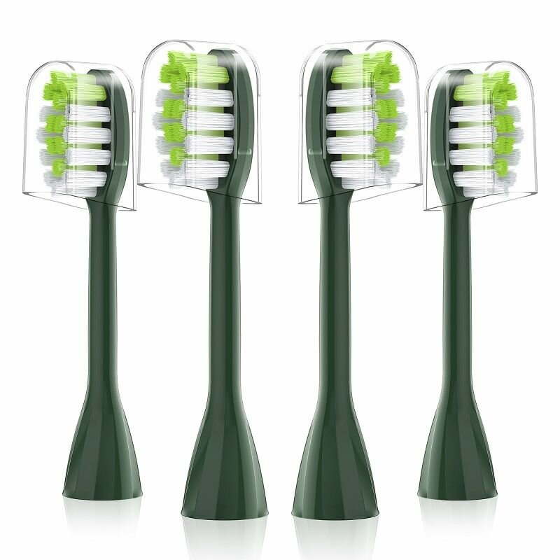 Сменные насадки для зубных щеток Мягкие насадки для электрических зубных щеток одной серии, зелёный, 4шт