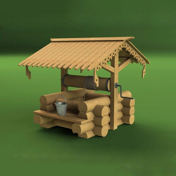 1206 сборная деревянная модель, Деревенский колодец, 1:72, СВ Модель