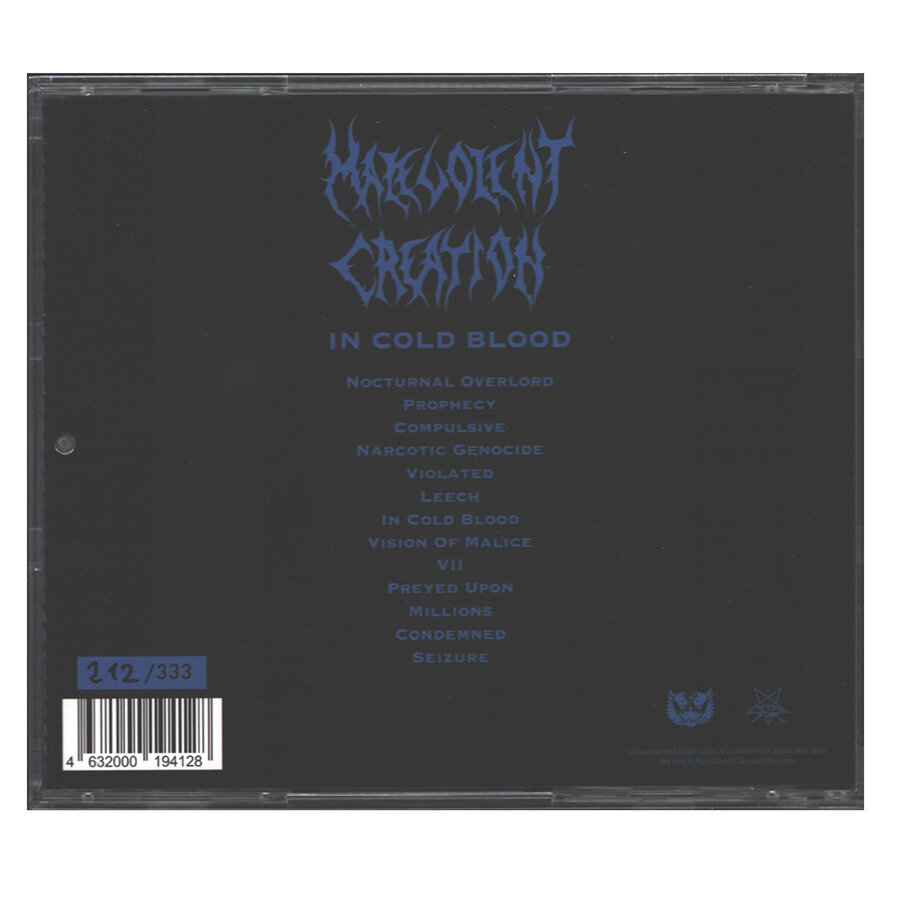 Лимитированное издание Malevolent Creation — In Cold Blood (Limited Edition)(RU)(CD)