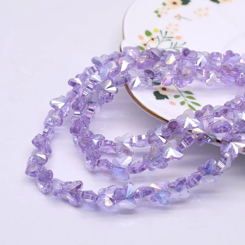 Бусины стеклянные бабочки YoZuSmily 8x10 мм 20 шт Сиреневый, 2