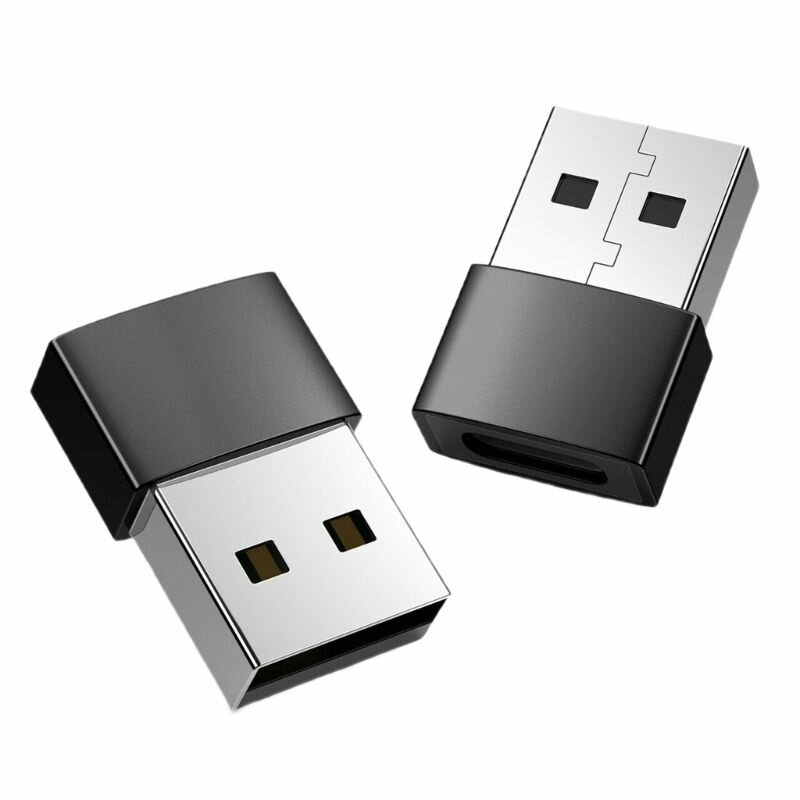 2Pack USB2.0 Мужчина до типа C Адаптер USB USB для зарядки с высокой скоростью передачи данных, Черный