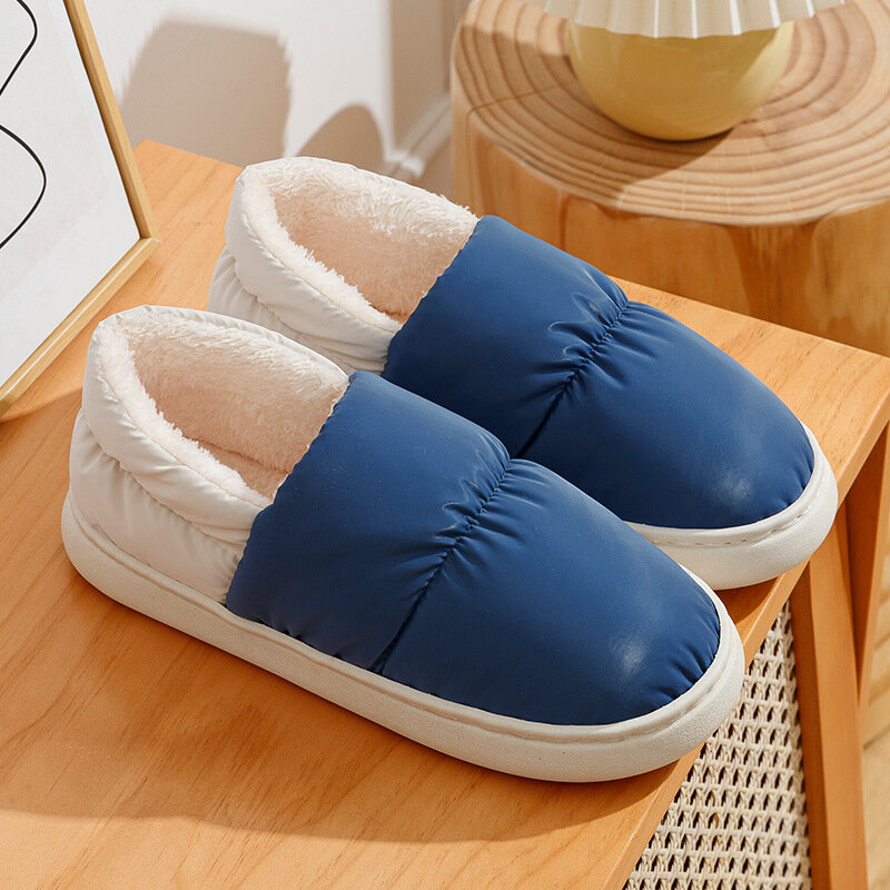 MOOCIE Меховые тапочки в корейском стиле, женская домашняя обувь, осенне-зимние, нескользящие, домашние, на толстой подошве, домашние хлопковые тапочки-бахилы
