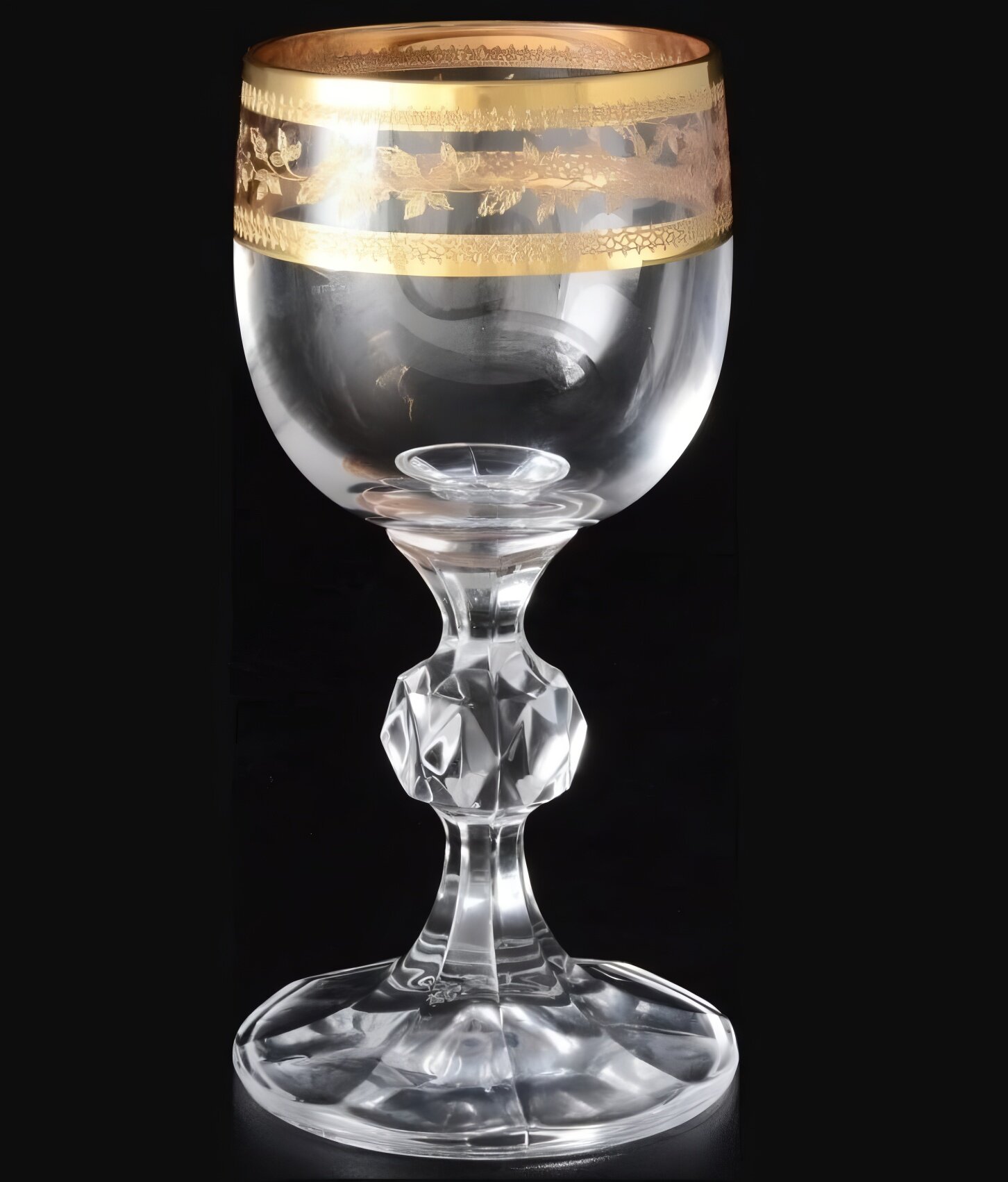 Рюмка из чешского стекла Crystalite Bohemia "Клаудия, 90мл. Золотые листики", 1 шт.