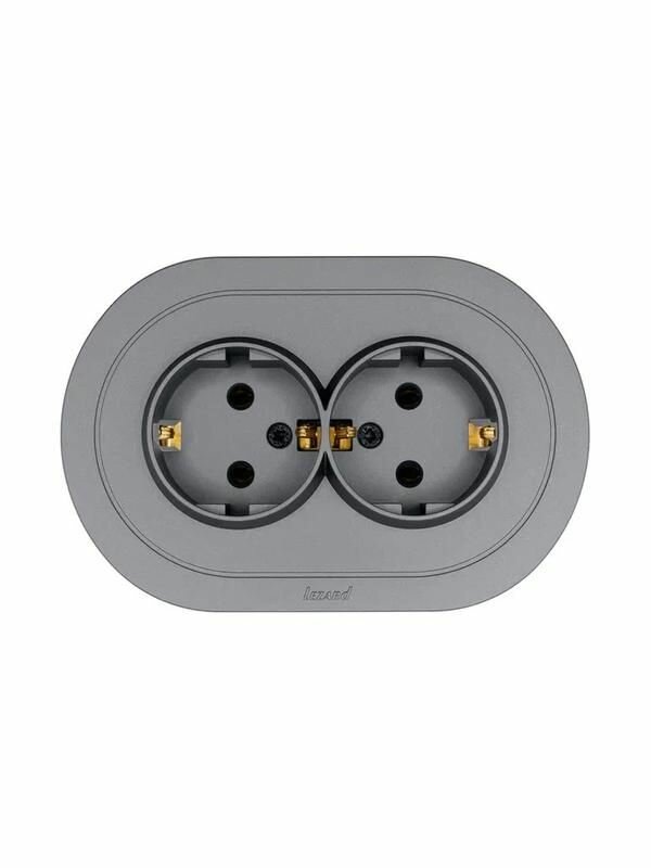 Розетка 2-м СП OSEN с заземл. ПБТ круглая механизм сер. матов. LEZARD 744-7400-127B