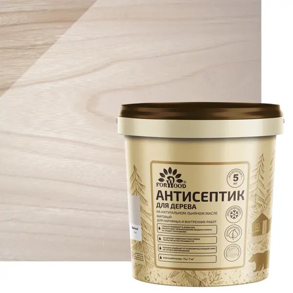 Защитно-декоративный антисептик Forwood матовый белый 1 л