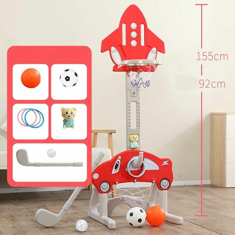 Баскетбольная стойка (5 в 1) для дома и улицы. Хоккейные воротаФутбольные ворота игровой комплекс-Сказочник, лассо. размер78-142регулировка высоты