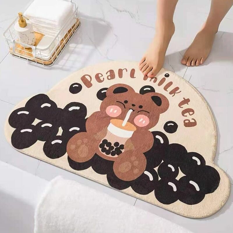 Мягкий и уютный полукруглый коврик для ванной (40x60 см) с мультяшным дизайном