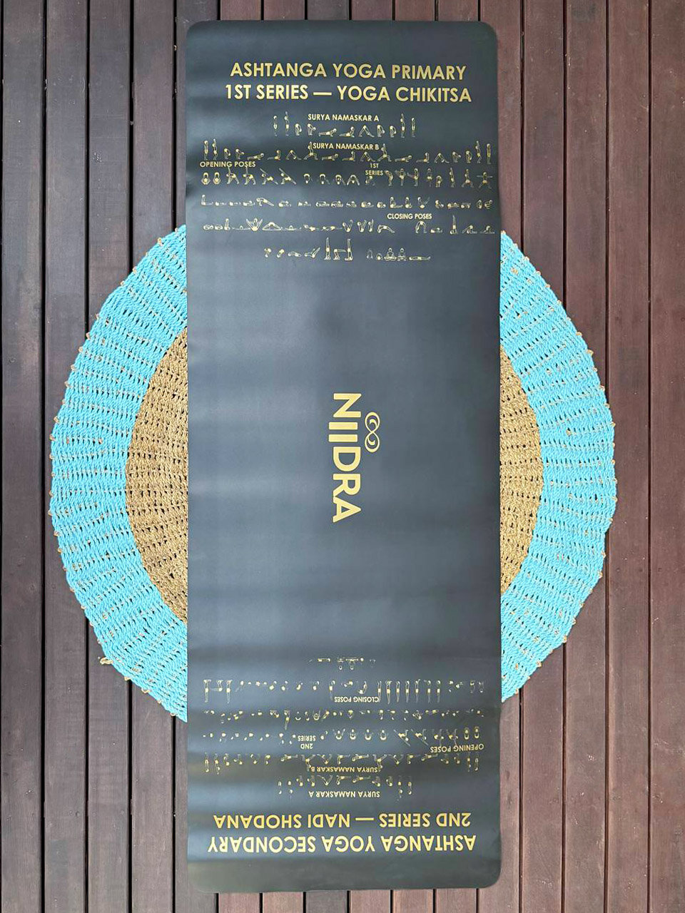 Коврик для йоги и фитнеса NiiDRA, дизайн - Аштанга, размер 68*183, толщина 4 мм, прорезиненное не скользящее покрытие