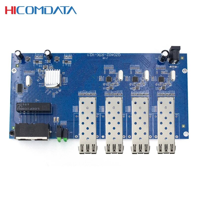 10/100/1000M 2 оптоволоконных порта и 4 гигабитных мини-медиаконвертера RJ45 PCB Одномодовый оптоволоконный порт PCB 10/100/1000M 2F4G