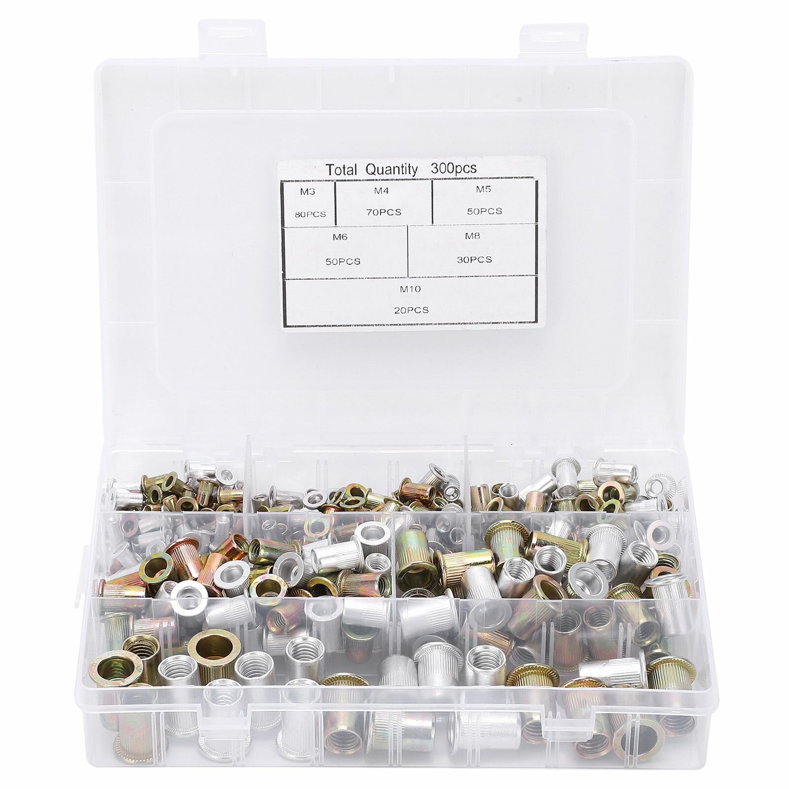 Гайки закладные оцинкованные и алюминиевые, 300 шт.