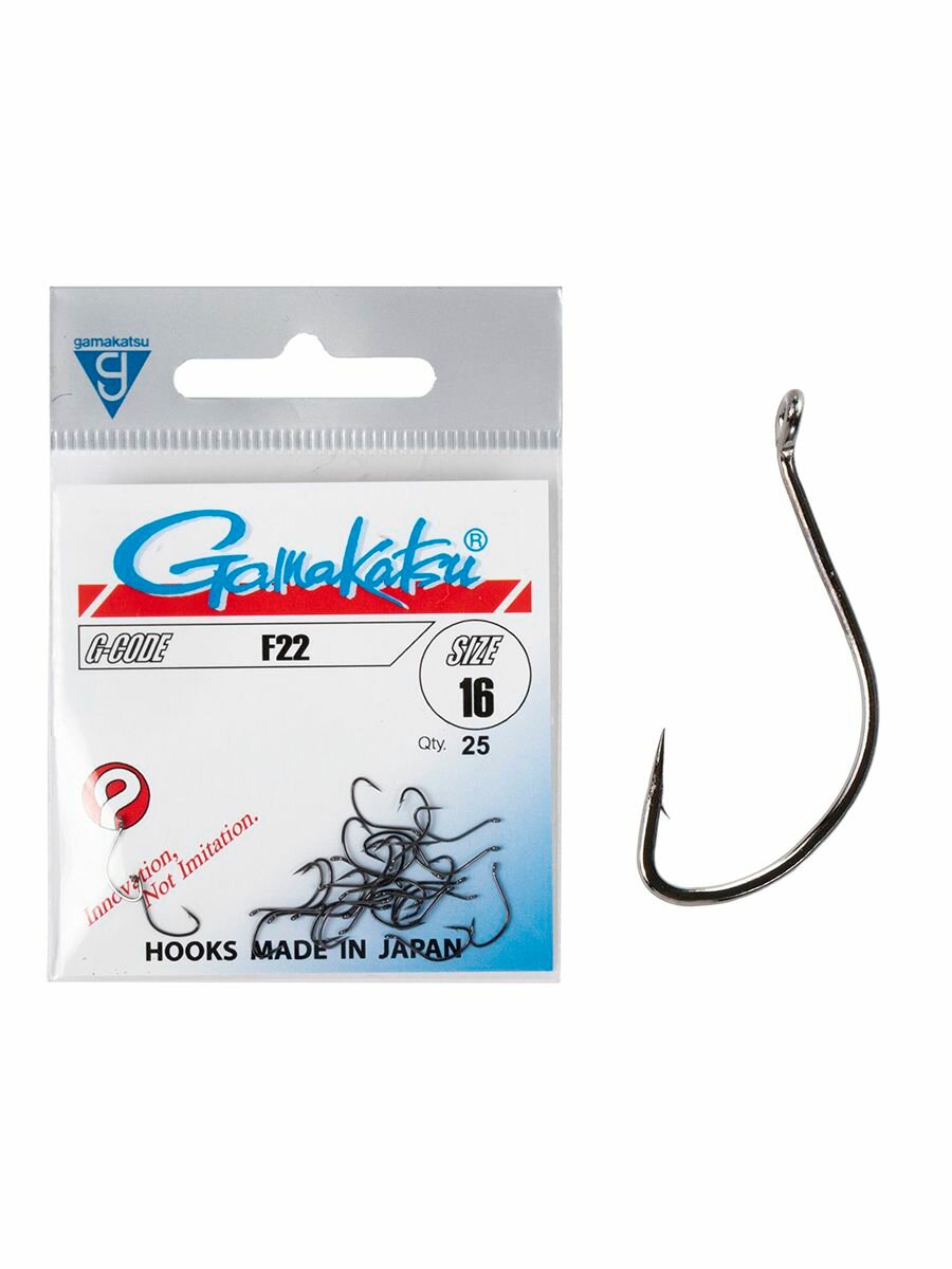 Крючки Gamakatsu F22 HOOKS BLACK размер 16 (упк.25шт.)