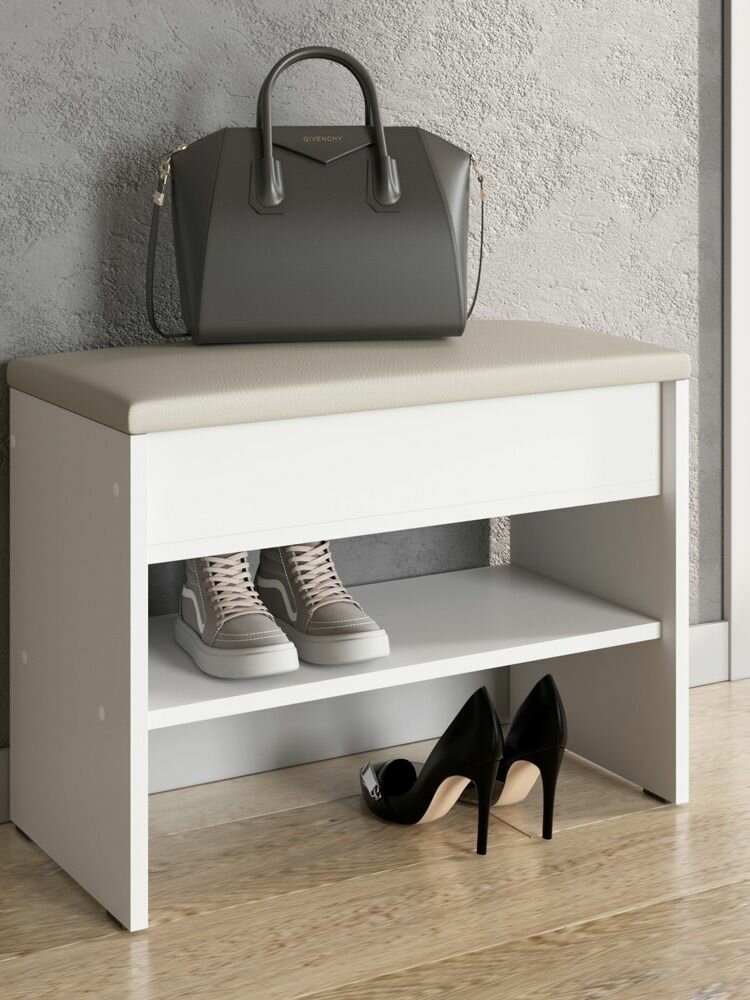 ARNIKA Обувница, тумба в прихожую, 60х29,5х47см, белый текстурный