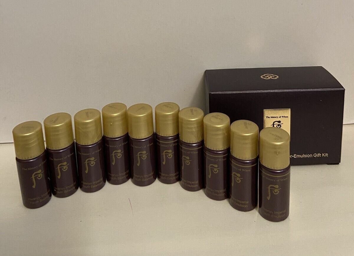 Тонер и эмульсия (набор 10шт) антивозрастные восстанавливающие с восточными травами (5ml+5ml)*5шт срок 26.04.2026 THE HISTORY OF WHOO Hwanyu Imperial Youth Balancer & Emulsion