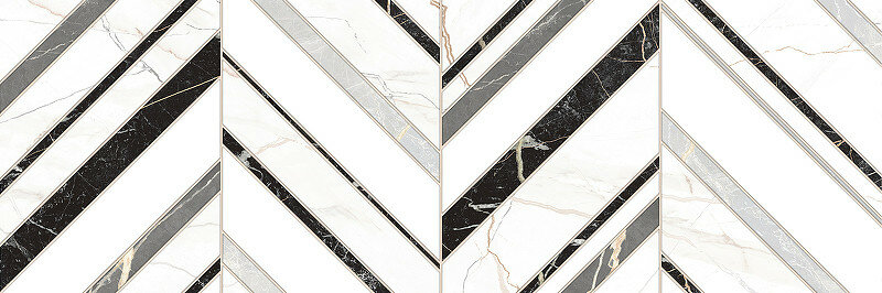 Керамическая плитка Delacora Bohema WT15BHM55R настенная 24,6х74 см белый, черная, Микс
