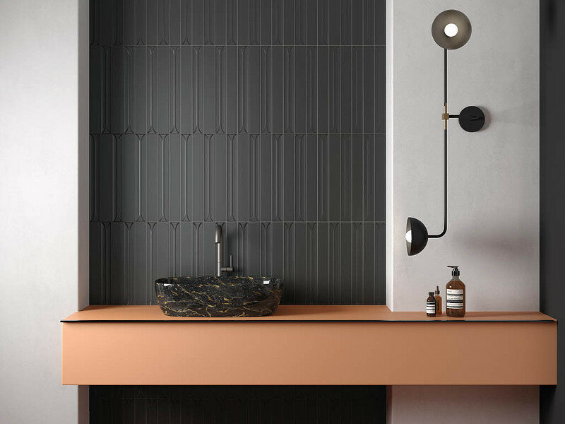 Керамическая плитка Equipe Hopp Graphite 31189 настенная 5х40 см черная