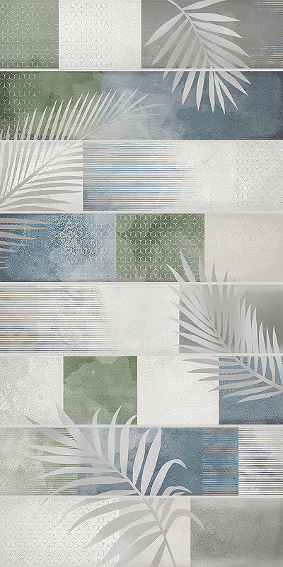 Керамическая плитка Azori Bricks Leaf 00-00003250 настенная 31,5х63 см Мультиколор для ванной комнаты, для кухни Россия