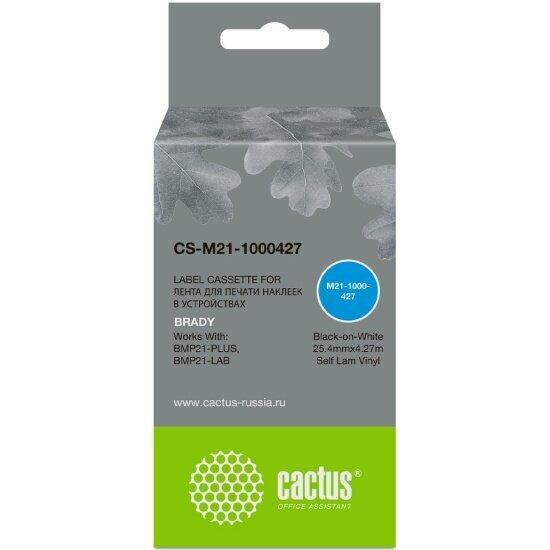 Картридж ленточный Cactus CS-M21-1000427 черный на белом 25.4x4.27 для Brady BMP21-PLUS, BMP21, BMP21-LAB