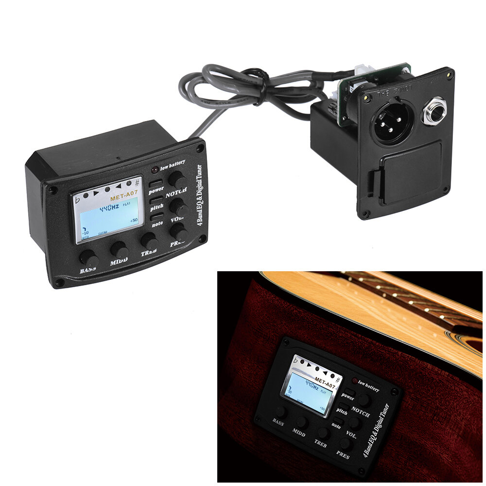 Акустическая гитара 4-полосный эквалайзер, усилитель с пьезозвукоснимателем, 6,35 мм XLR