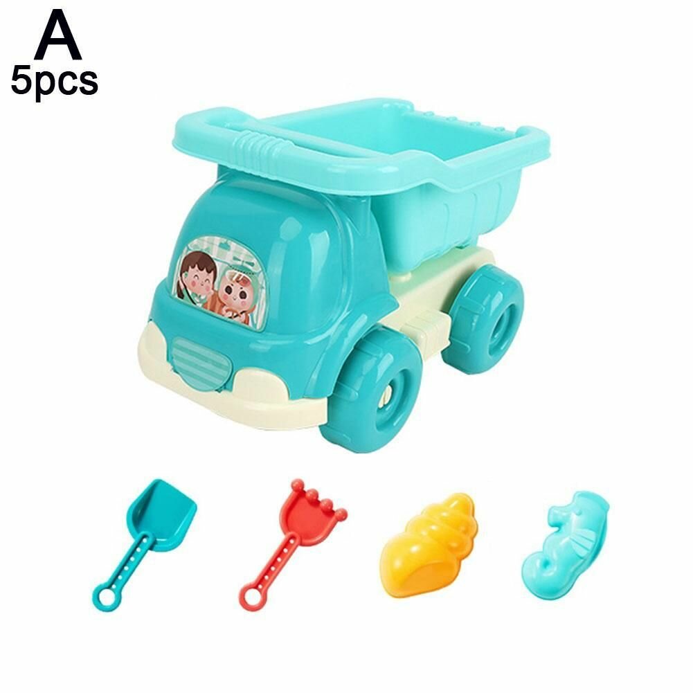 Детский набор для песочницы 5 предметов, Ведро для детских пляжных игрушек (для мальчиков, для девочек, совочек, Пляжный грузовик, 5 формочки)