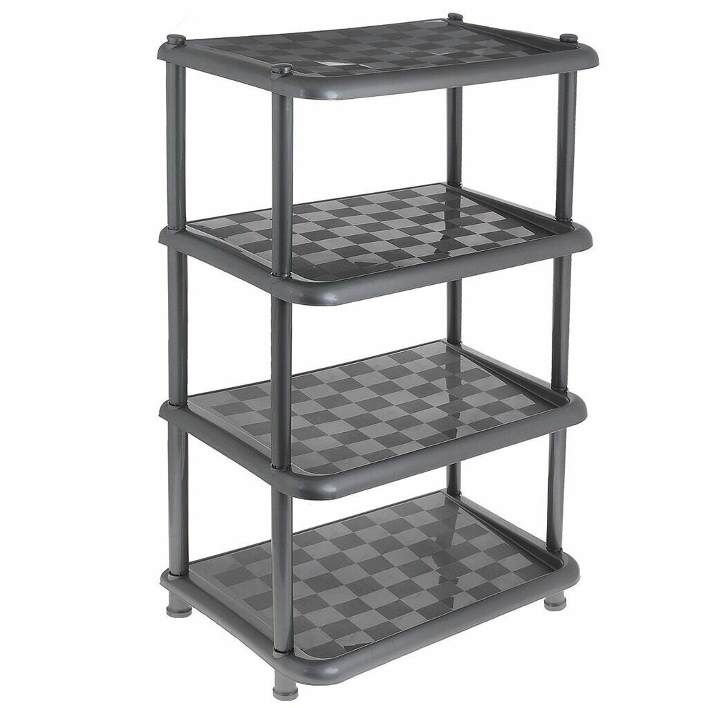 Полка для обуви IDEA пластиковая, 4 секции, 49.7х30.7х80.7 см, металлик, графит