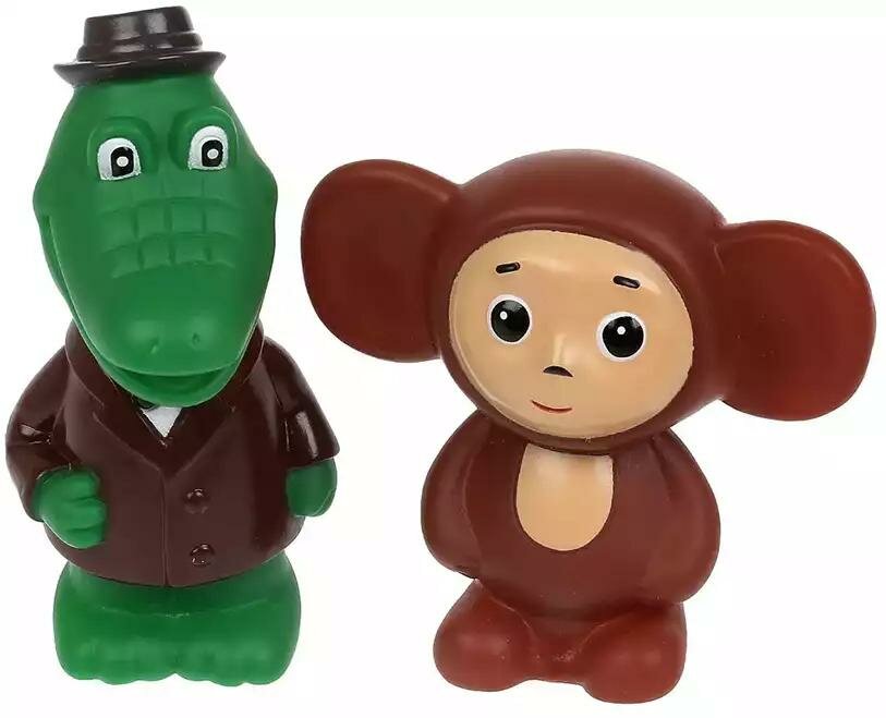 Набор игрушек для ванны Капитошка Гена и Чебурашка, пластизоль, 5x5x10 см