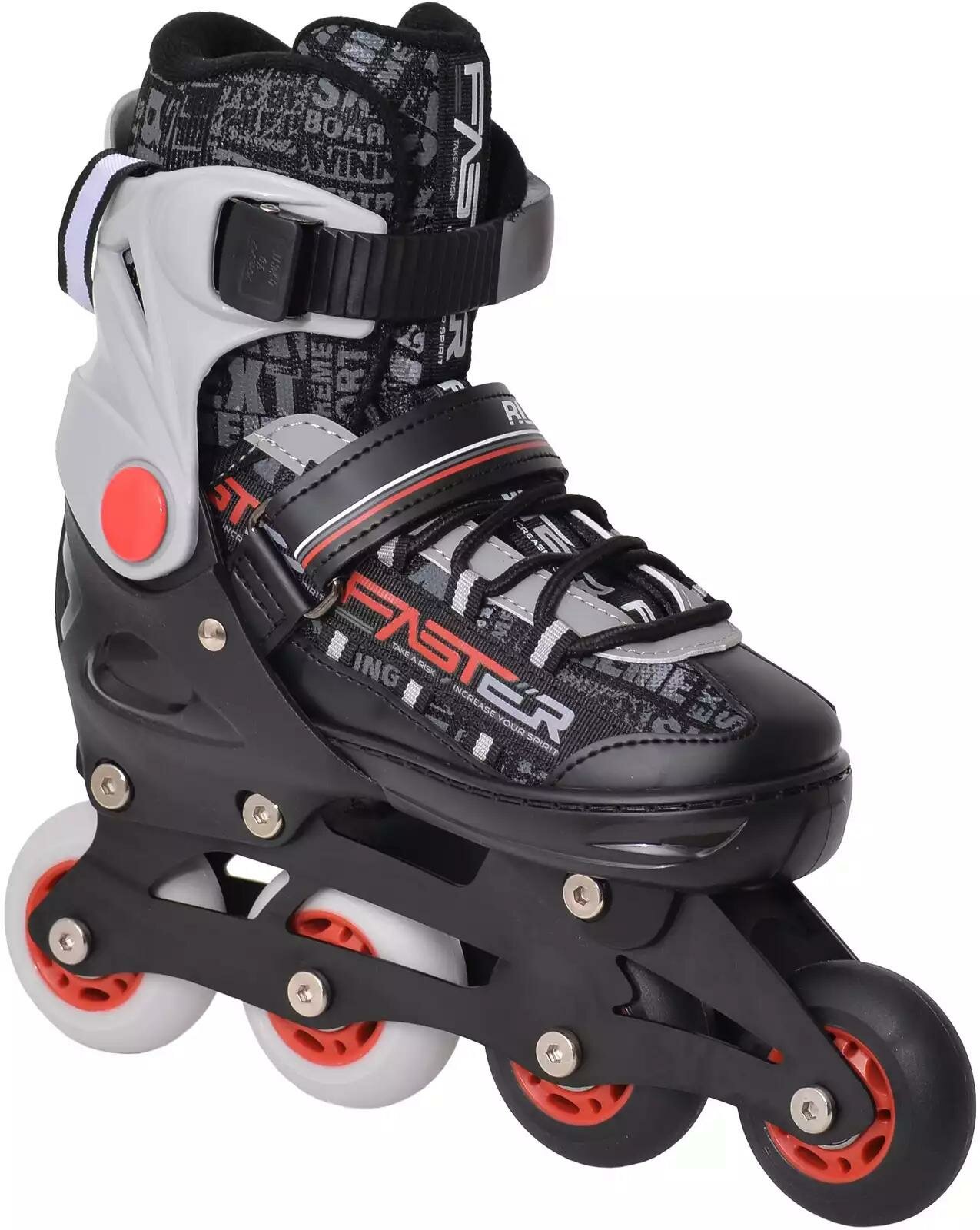 Роликовые коньки RUSH ACTION алюминиевая рама, размер 37-40, черно-серые