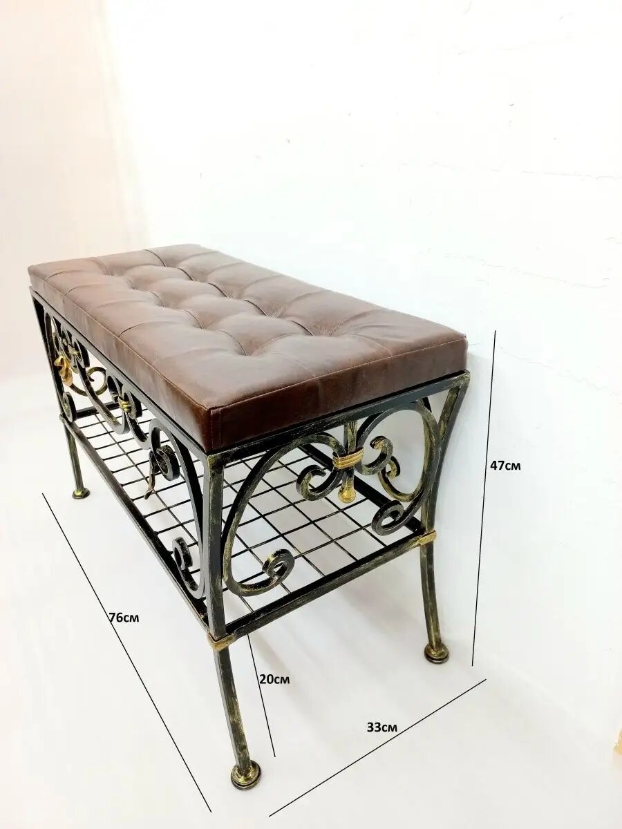 Кованая банкетка №60, Студия кованой мебели Нива, цвет коричневый