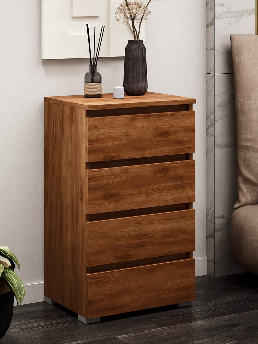 Тумба MFMaster Vitto-50, дуб крафт табак, ЛДСП, 4 ящика, коричневая, 71,8x40,4x32,4 см