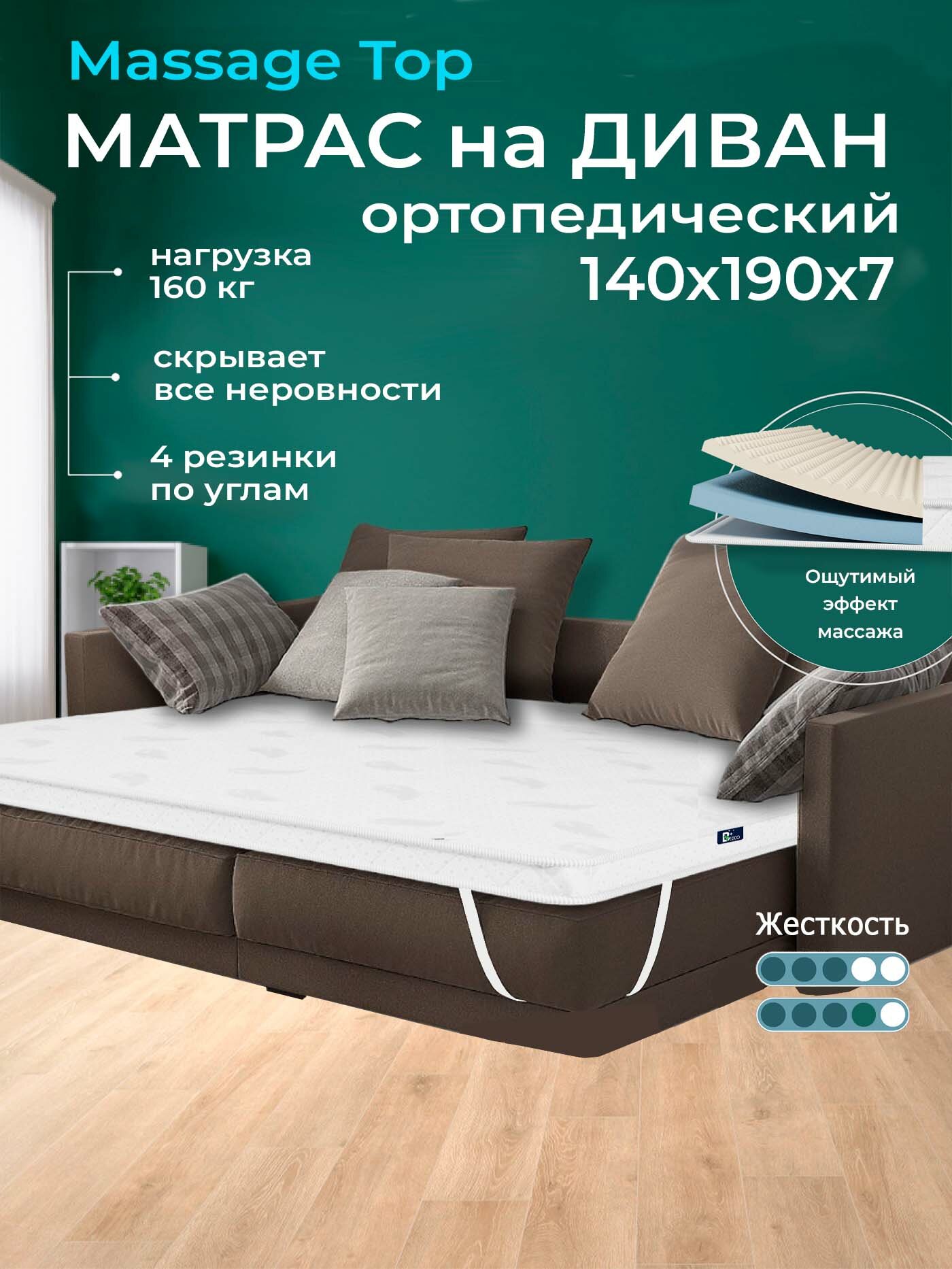 Топпер 190*140 7см мягкий Massage Top BEDDO