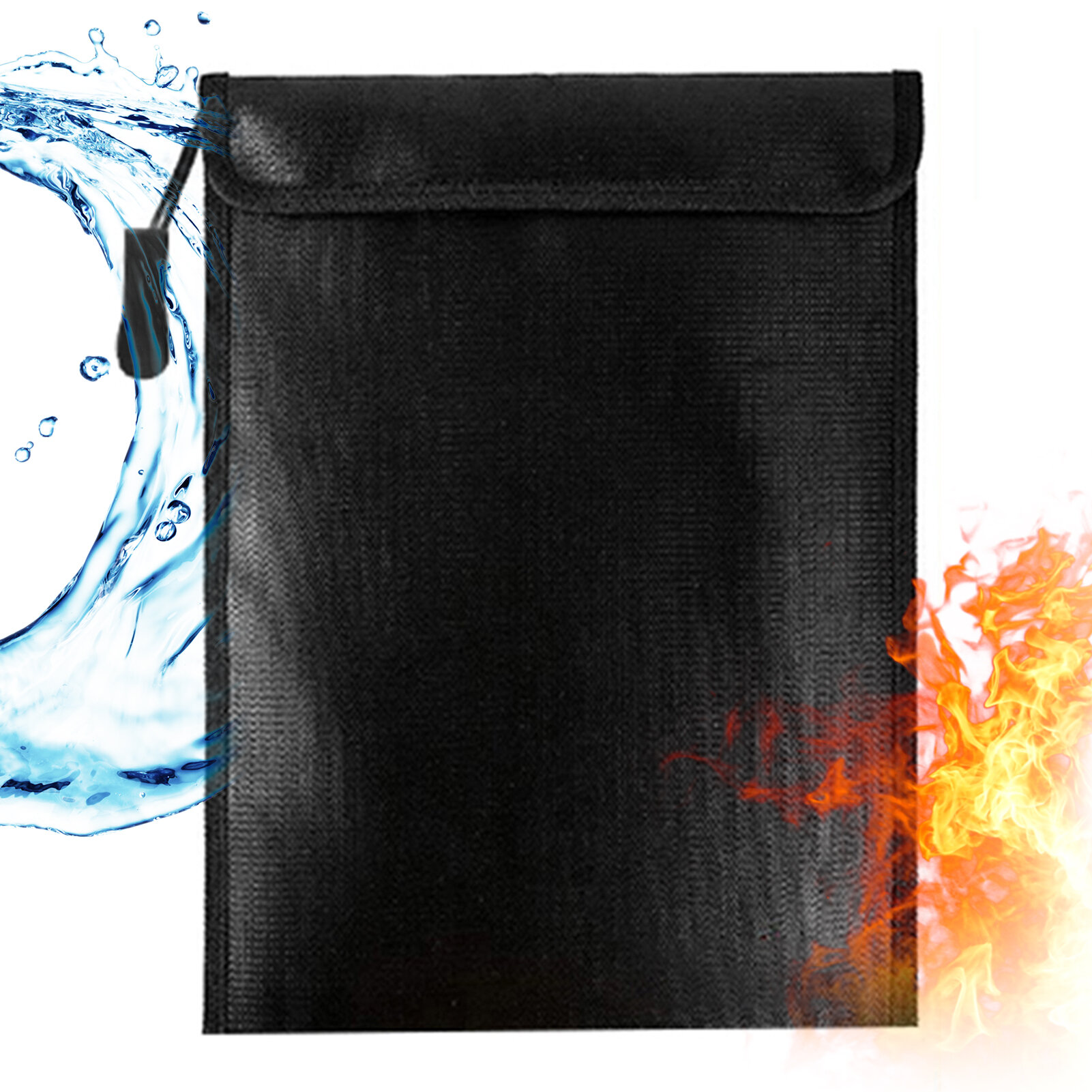 Огнеупорный водонепроницаемый чехол для денег и документов с усиленной застёжкой. Вместительный мешок для хранения ценностей, размер 28х38 см