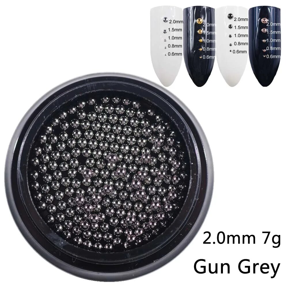 Микробусины для ногтей HISENLEE, 2.0mm Gun Grey, 7g